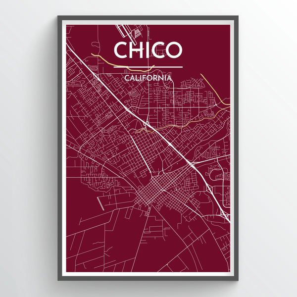 Chico California (United-States) City Map Prints | Point Two Design
