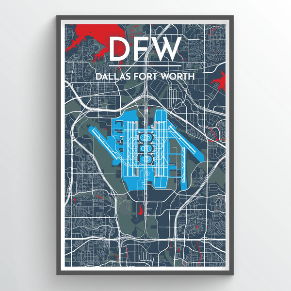Dfw Dallas Forth Worth (United-States) City Map Prints | Point Two Design