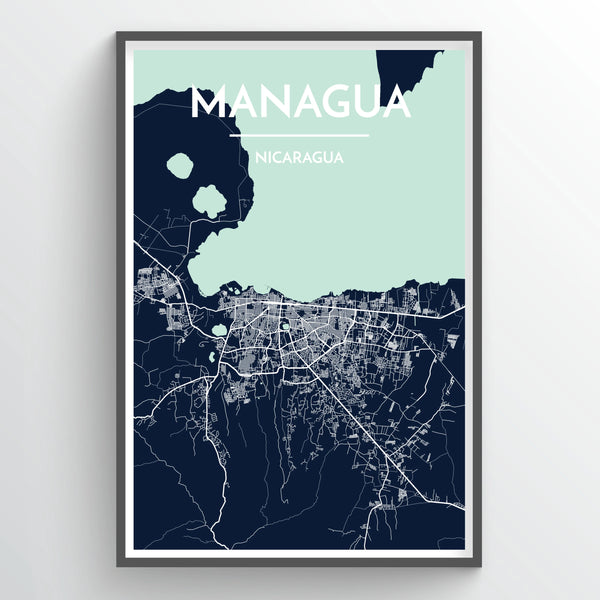 Managua City Map Print - Point Two Design