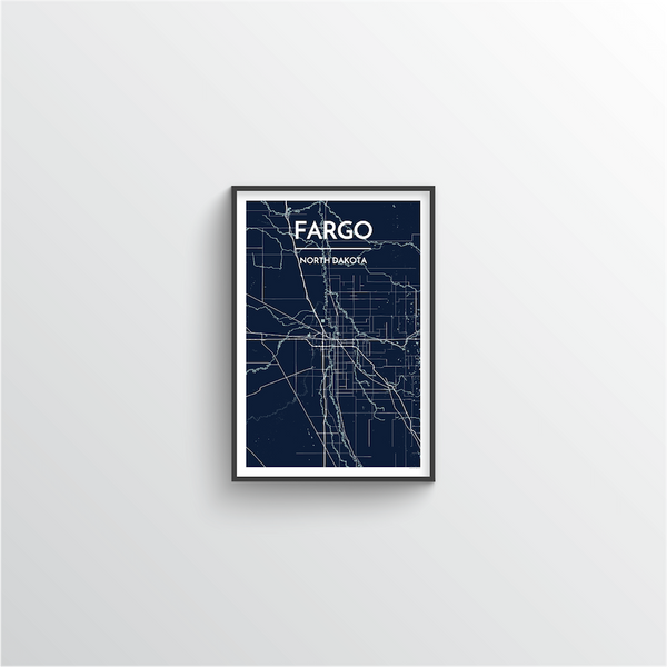 Fargo City Map Art Prints - High Quality Custom Made Art - Point Two Design