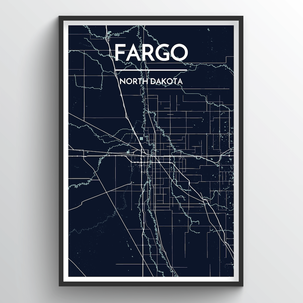 Fargo City Map Art Prints - High Quality Custom Made Art - Point Two Design