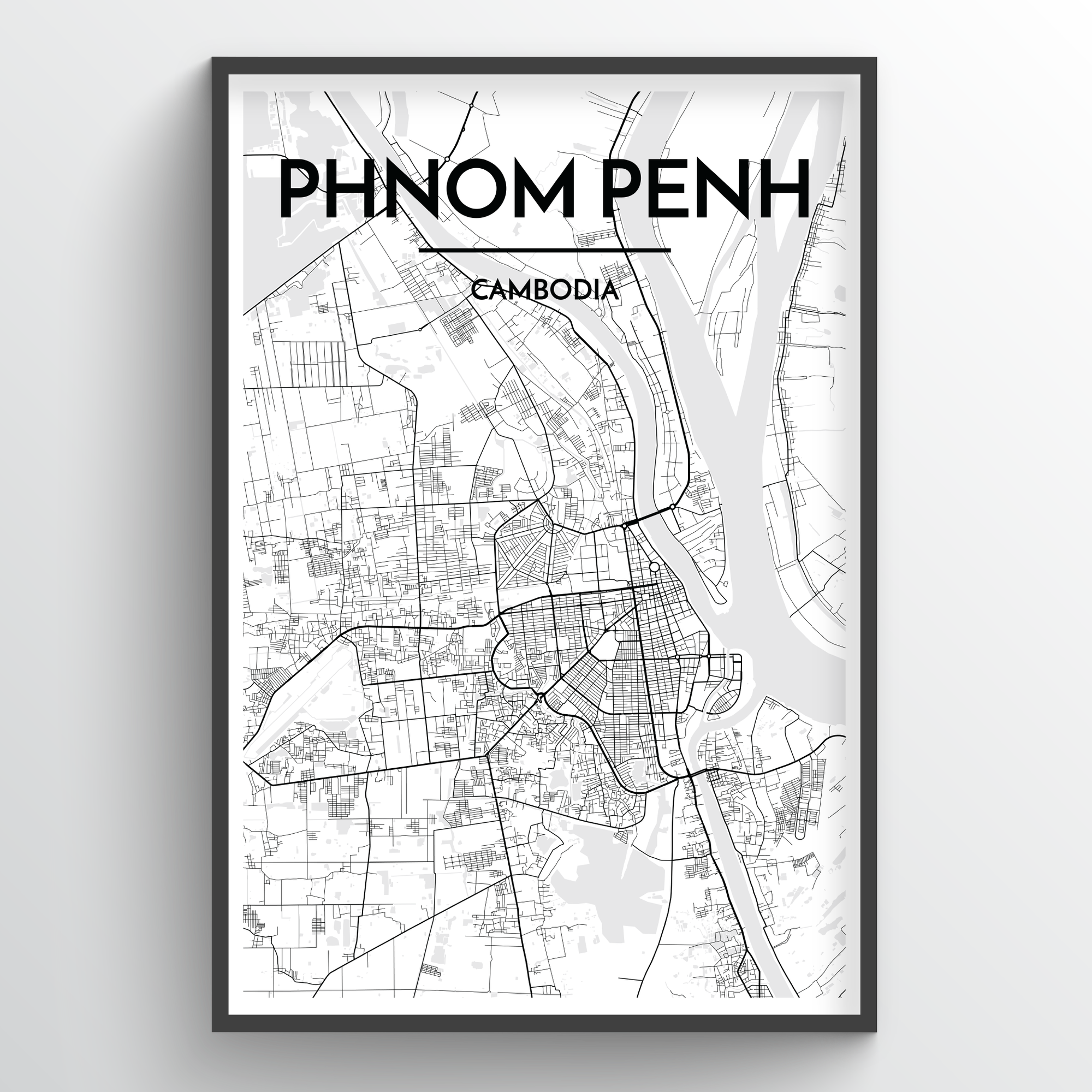 Phnom Penh Map Black And White