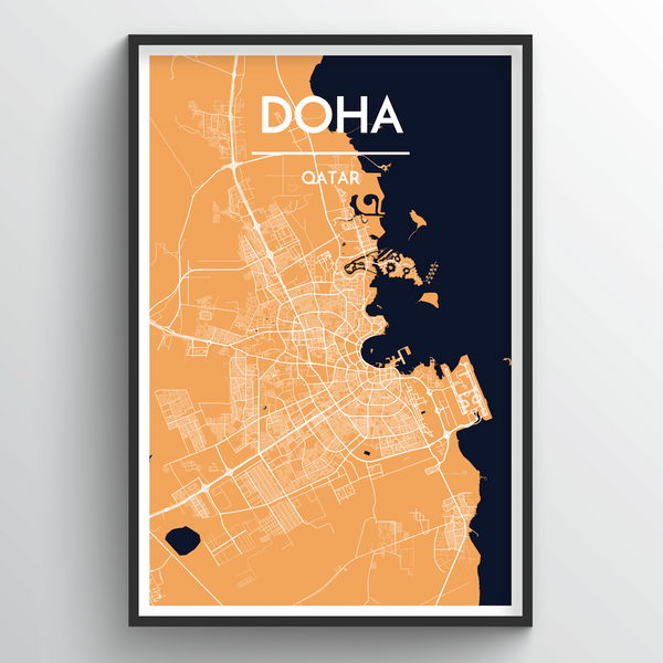 Doha City Map Art Prints - High Quality Custom Made Art - Point Two Design