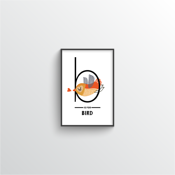 Bird Animal Artwork illustrated prints - Animal Alphabet Letter “B ...