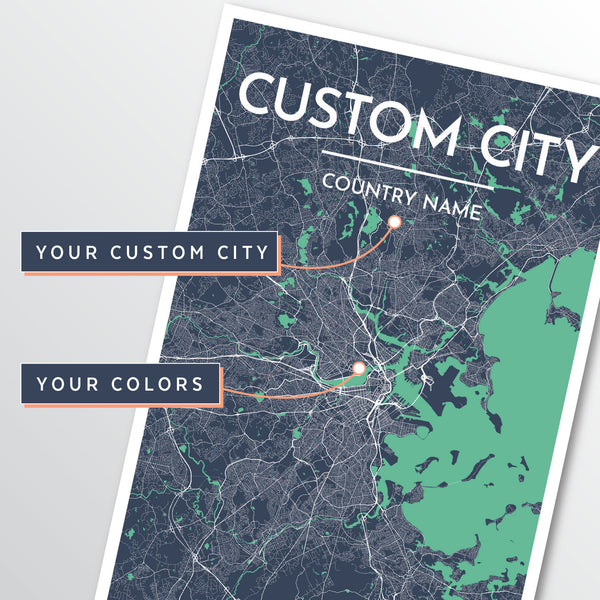 Custom City Map Art Prints - High Quality Custom Made Art - Point Two ...
